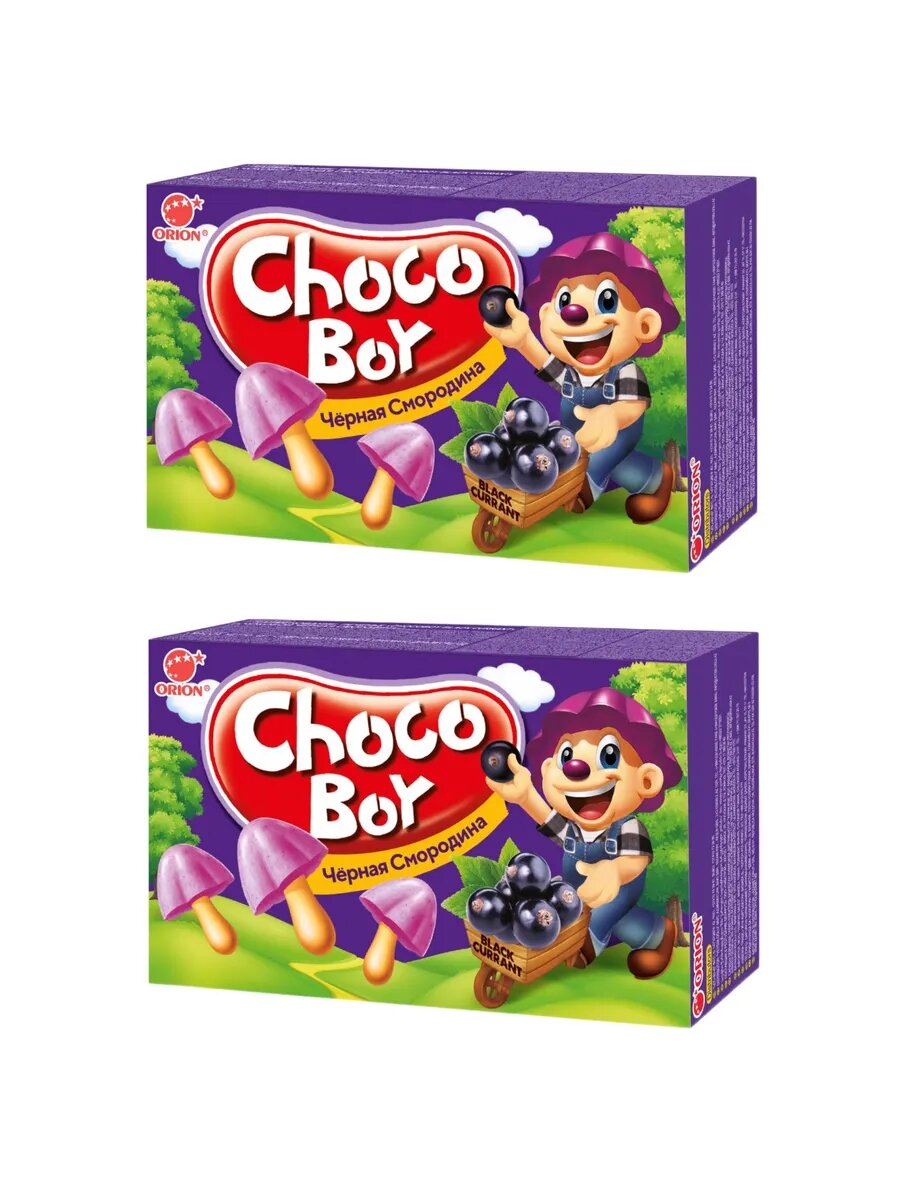 Choco Boy Печенье грибочки с шоколадной глазурью, 2 шт по 45 г