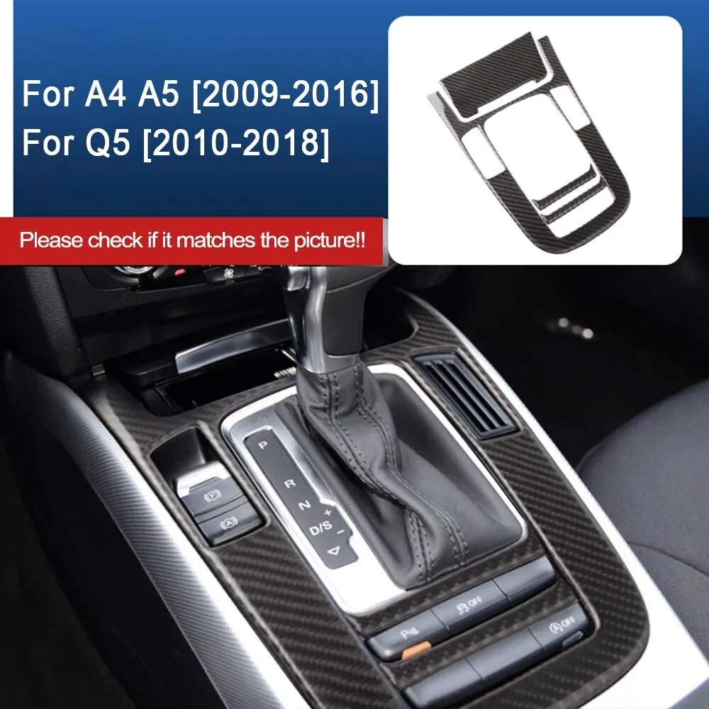 Для Audi A4 B8 A5 Q5 2009-2018, аксессуары интерьера, карбоновая панель консоли автомобиля, декоративная накладка на рычаг переключения передач, наклейка.