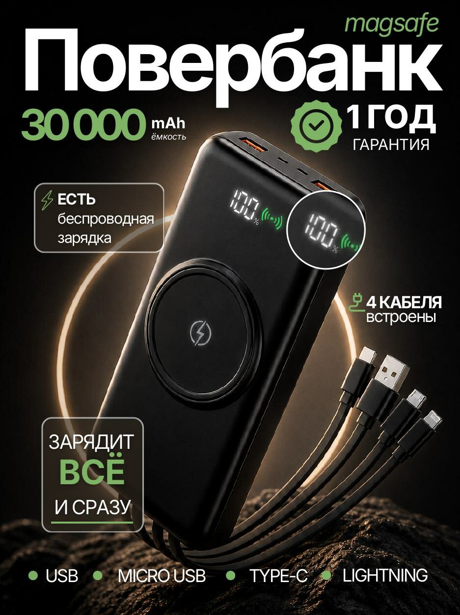 Power Bank 30000 мАч, Повербанк 30000mah, Внешний аккумулятор