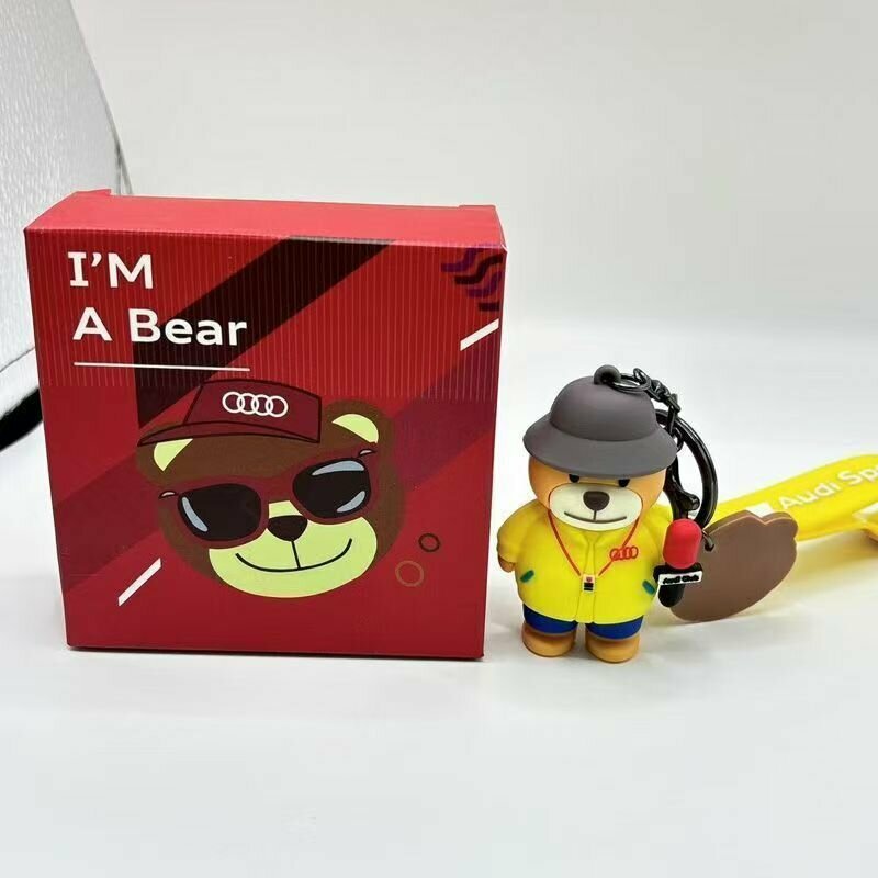 Брелок Audi Blind Box Bear с крючком, силиконовый, для ключей, защита от потери.