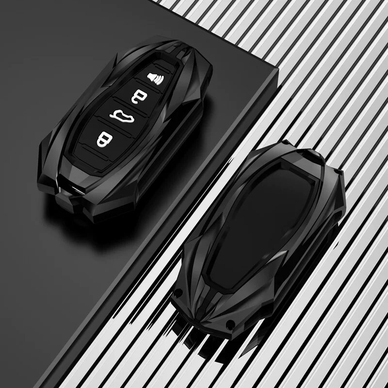 Чехол для ключа автомобиля Haval H6 2024 с гранитно-черным покрытием и одинарной оболочкой - стиль G