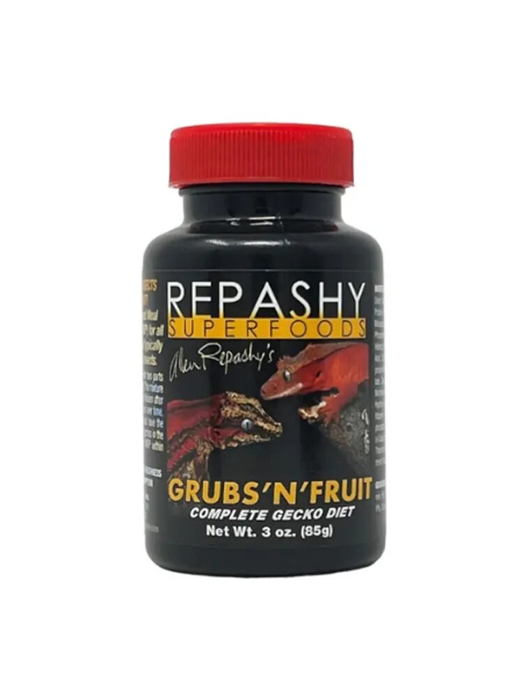 Repashy Grubs 'N' Fruit, полноценный высокопитательный корм Репаши, вкус насекомые + фрукты, для всеядных рептилий, гекконов бананоедов, фельзум и др.
