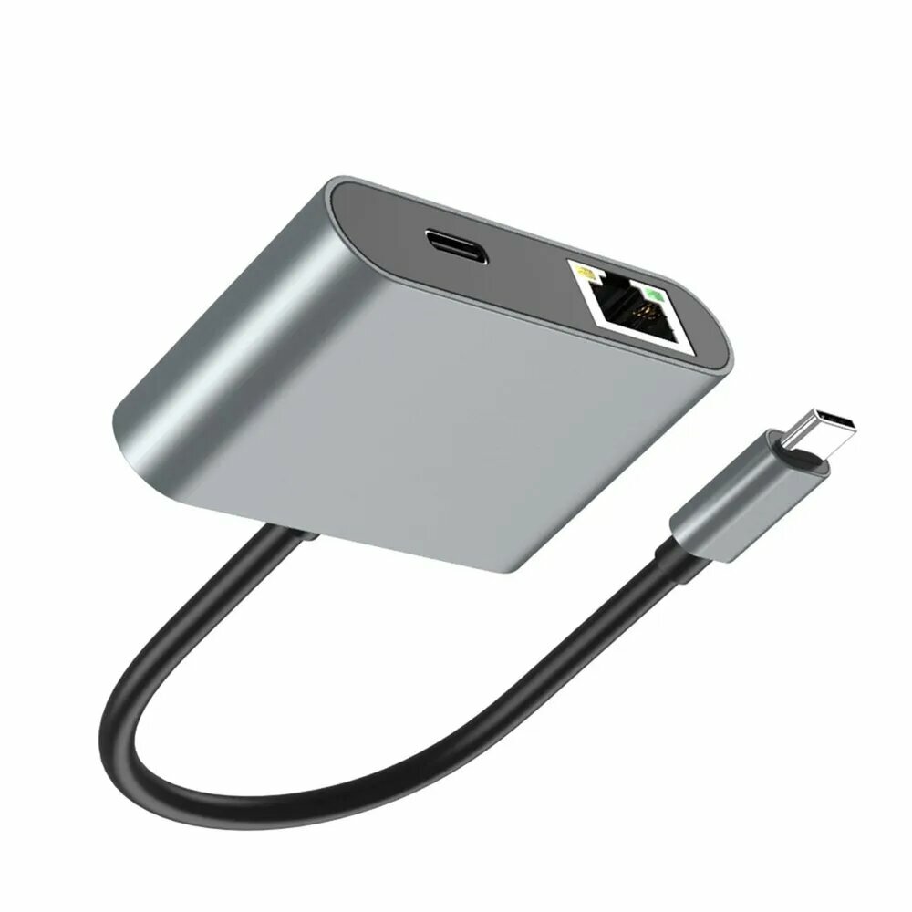 Адаптер USB C-Ethernet 1000 Мбит/с, 60 Вт, порт быстрой зарядки Type-C RJ45, 2 порта USB 3.0 для ноутбука