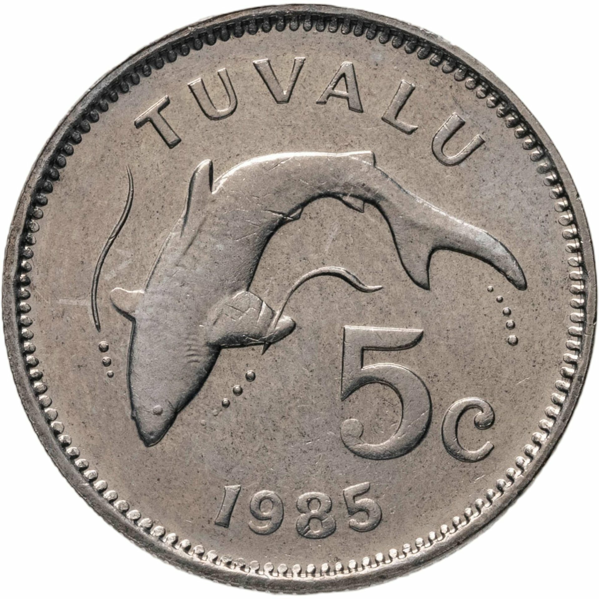 Тувалу 5 центов cents 1985, Мельхиор медь-никель, в сохранности AU