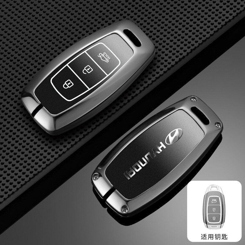 Кейс для автомобильного ключа 3-кнопочный для Hyundai Sonata VIII, Tucson и Fiesta - градиент черный к серому, только