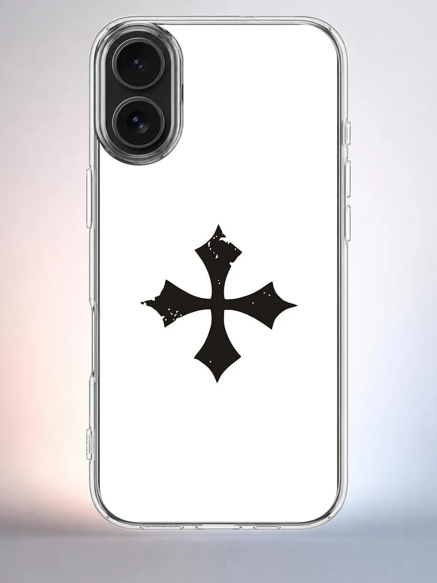Чехол iPhone 16 готический крест силиконовый прозрачный
