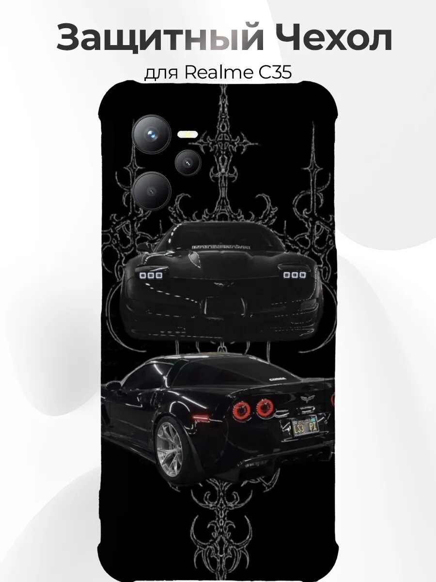 Чехол для Realme C35 черный Corvette C6 Z06