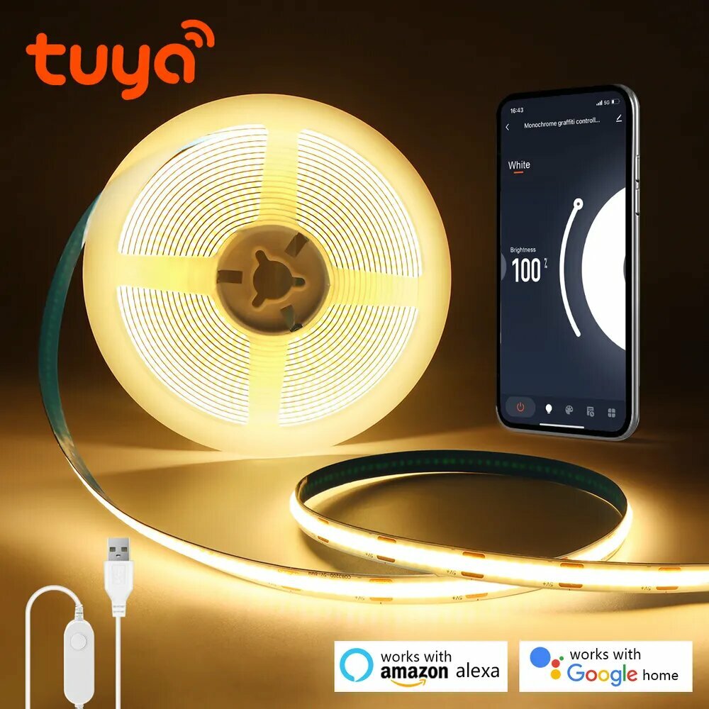 Tuya Smart Светодиодная лента, Теплый белый, 1 шт