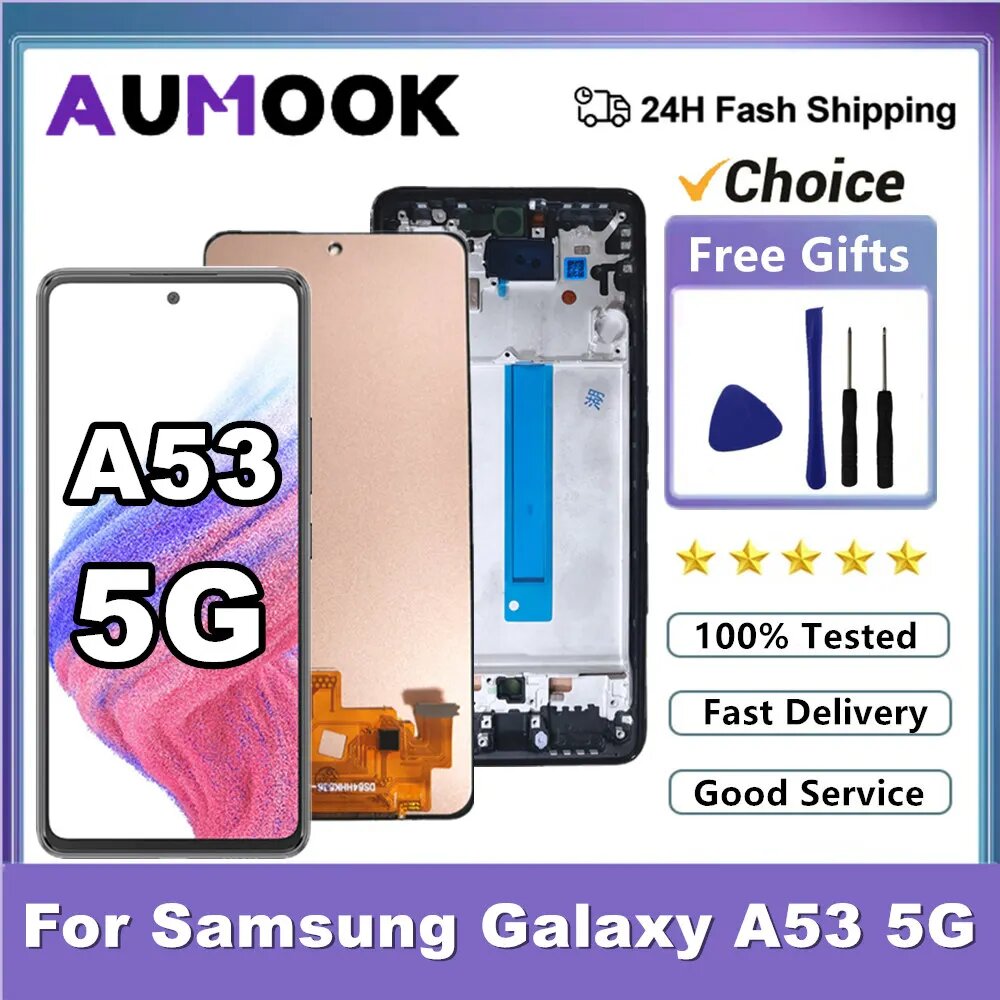 6,5-дюймовый AMOLED-дисплей A53 для Samsung A53 5G A536, ЖК-дисплей с сенсорным OLED With Frame