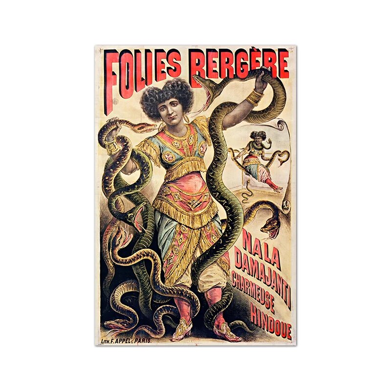 Плакат "Follies Bergeres" с Налой Дамаджанти, цирк, 42x60 см