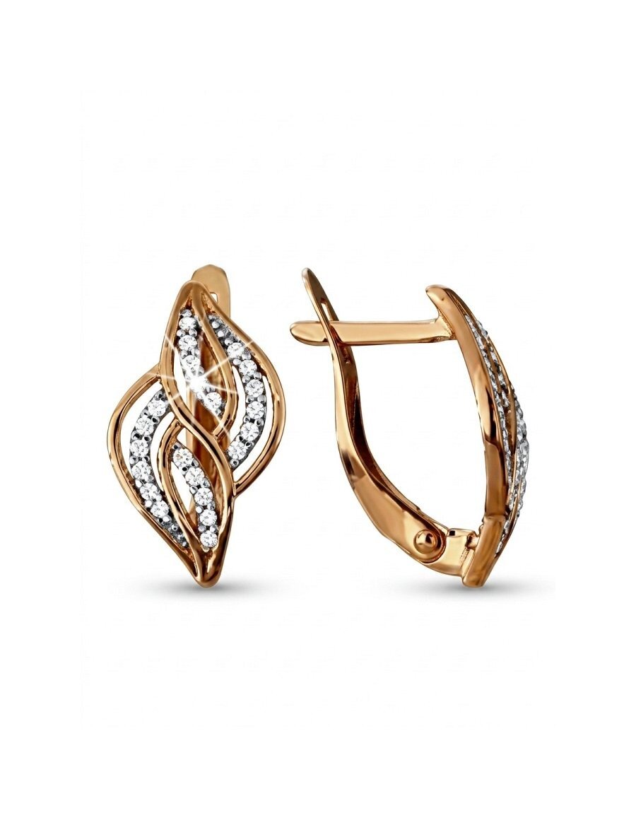 Серьги красное золото, 375 проба, фианит