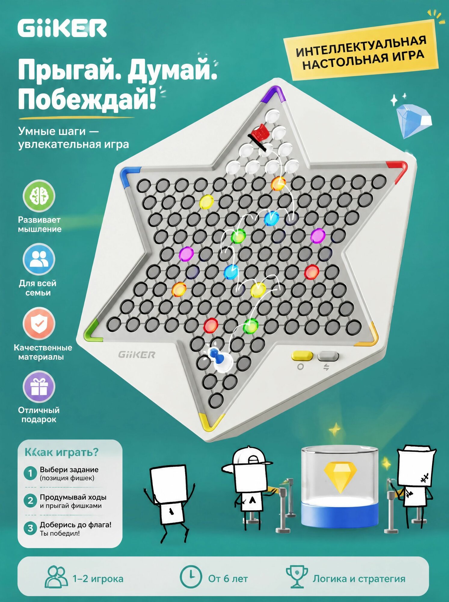Супер Умные шашки GiiKER