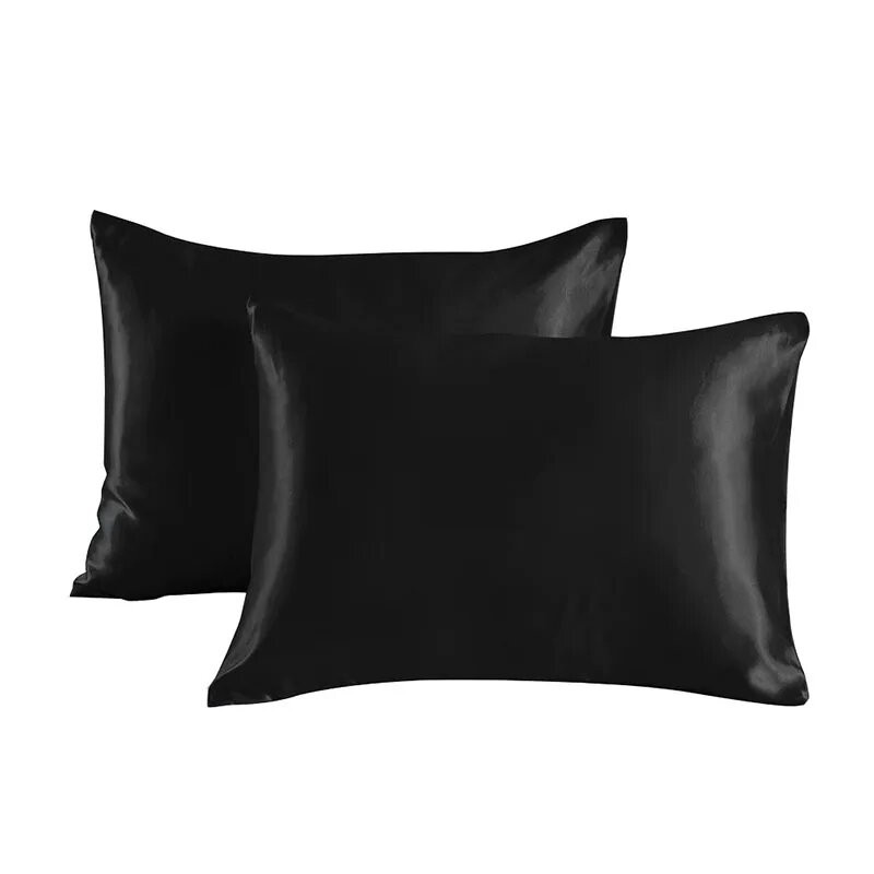 Наволочки из сатина 2 шт. Черный, 51x66cm(20x26 inch), Black