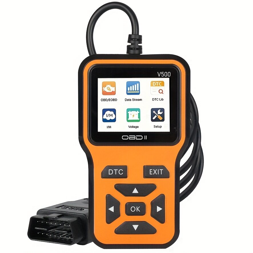 Автомобильный диагностический сканер OBD2 для считывания кодов двигателя с потоком данных, проверкой готовности I/M, тестом напряжения и функцией сброса ошибок, питание от USB, для автомобилей после 1996 года, оранжевый