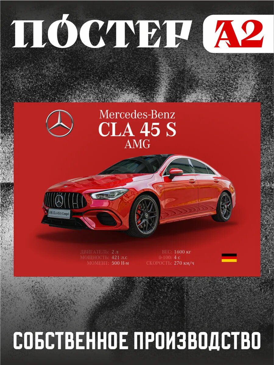 Постер на стену А2 Mercedes-Benz CLA 45 S мерседес АМГ