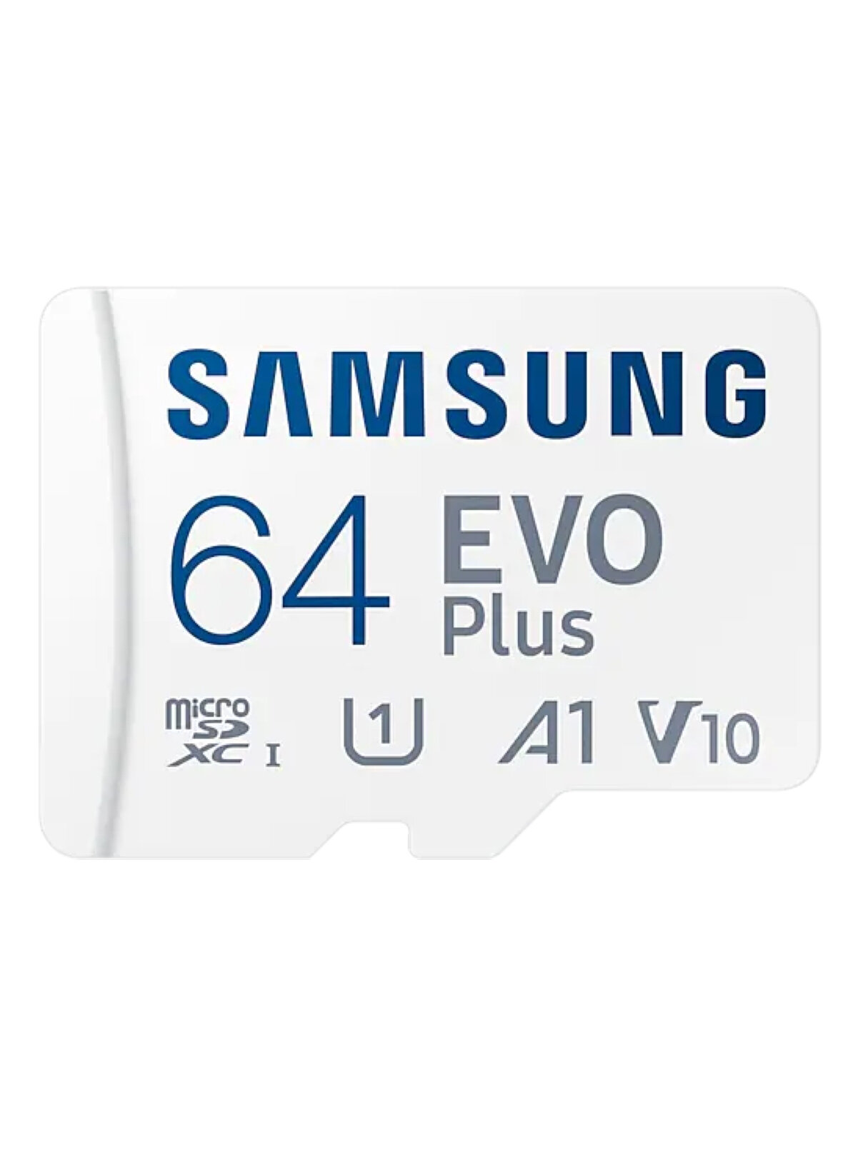 Samsung 64 ГБ Карта памяти microSDXC EVO Plus (MB-MC64KA/RU), Class 10, запись - 130 Мбайт/сек, чтение - 130 Мбайт/сек, Белый, Карта памяти, адаптер