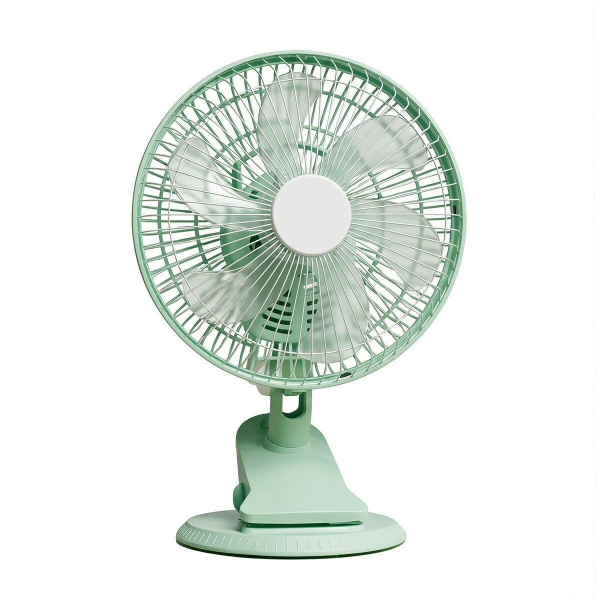 Компактный вентилятор для дома с креплением на стол на стену или прищепкой автоматический поворот две скорости шесть лопастей стабильное основание безопасный кабель, Стандартная комплектация