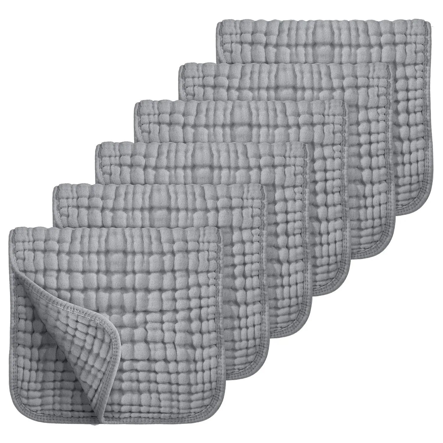 Детские хлопковые слюнявчики 6 шт. Серый, Light Gray