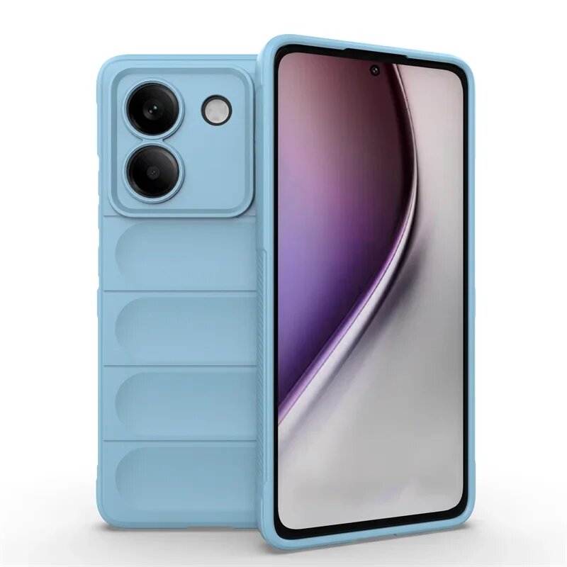 Силиконовый матовый бронированный чехол для телефона POCO M7 Pro 5G Poco F7 Pro, Голубой, LightBlue