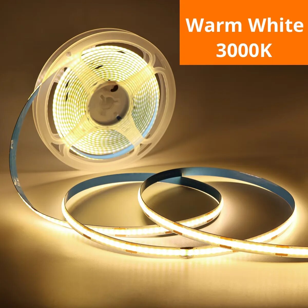 USB гибкая светодиодная лента COB 320 LED/м 5В с датчиком регулируемой яркостью 3000K Warm White, 3m