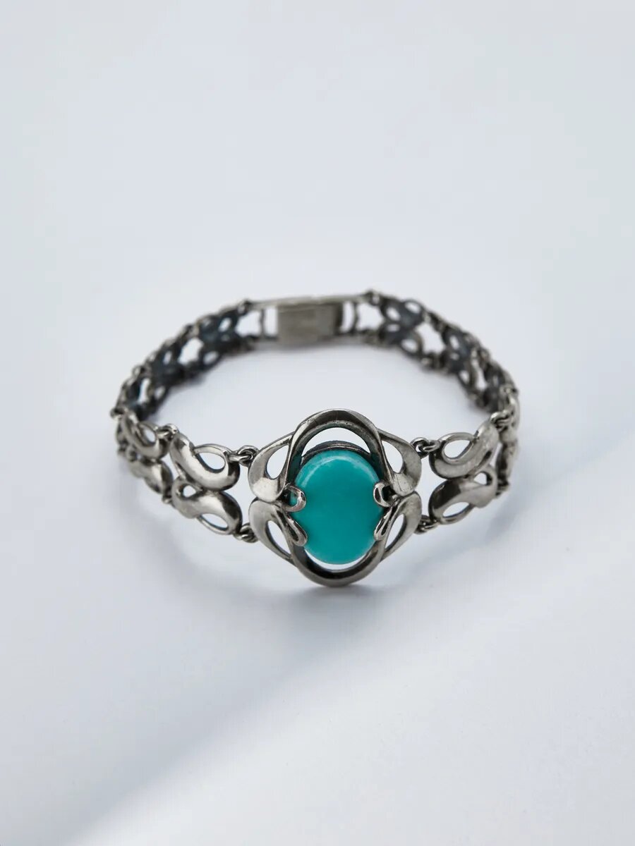 Браслет БРЮС, серебро, 925 проба, амазонит