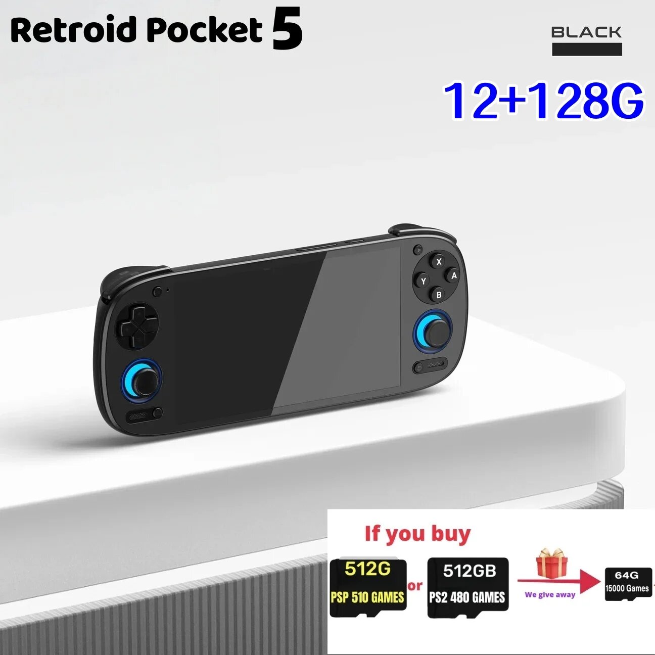 Retroid Pocket 5 RP5, Black, 128G, 20000 Games