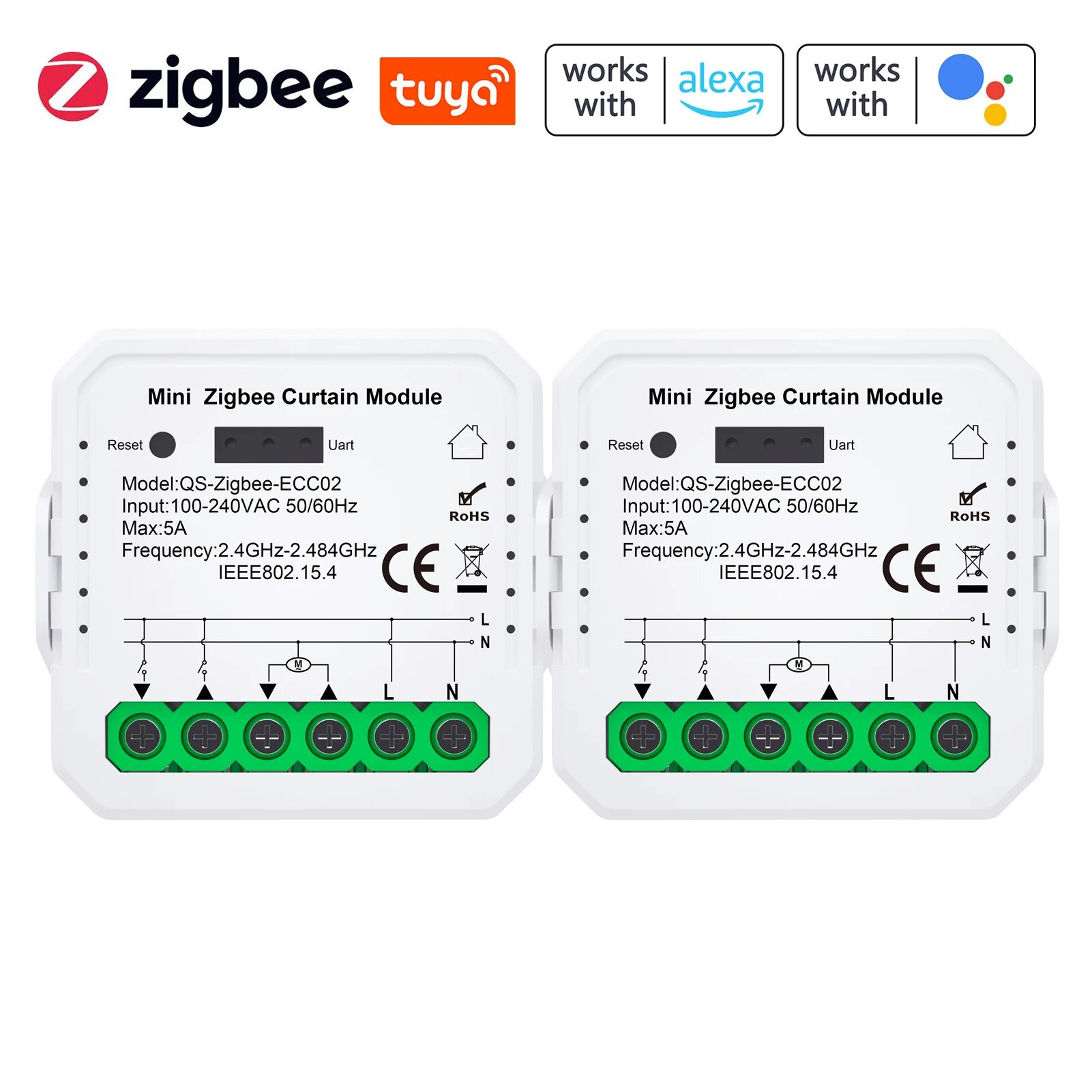 2шт. Tuya ZigBee модуль для штор