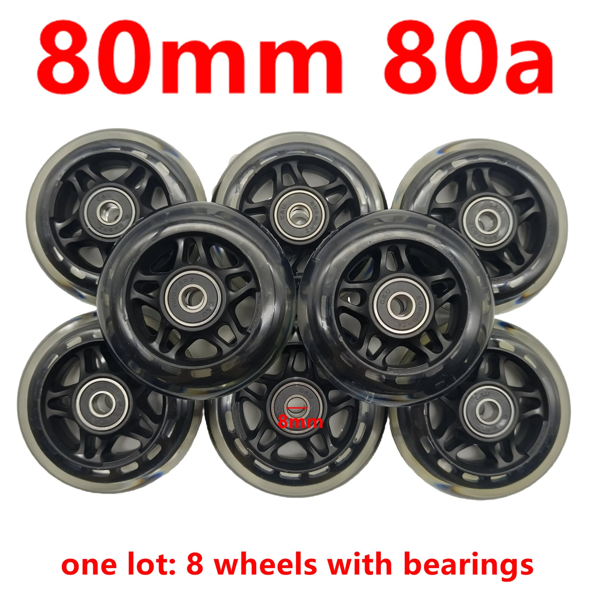 Колеса для роликов MCgala 80x24 80A зеленые 8 шт 80mm