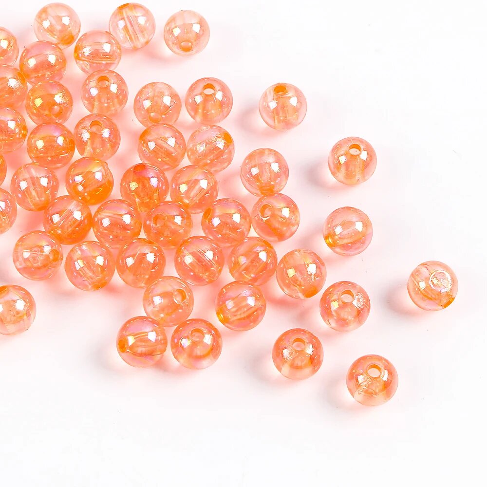Радужные акриловые бусины 4-16 мм Оранжевый, 6mm x100pcs, 07