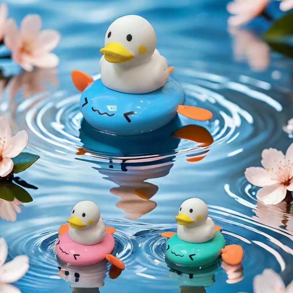 Синяя укусостойкая водонепроницаемая резиновая водная игрушка утка с мотивом Q