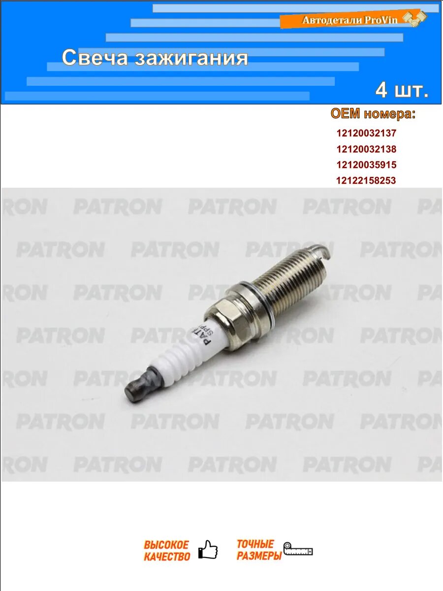 Свечи зажигания PATRON spp102i