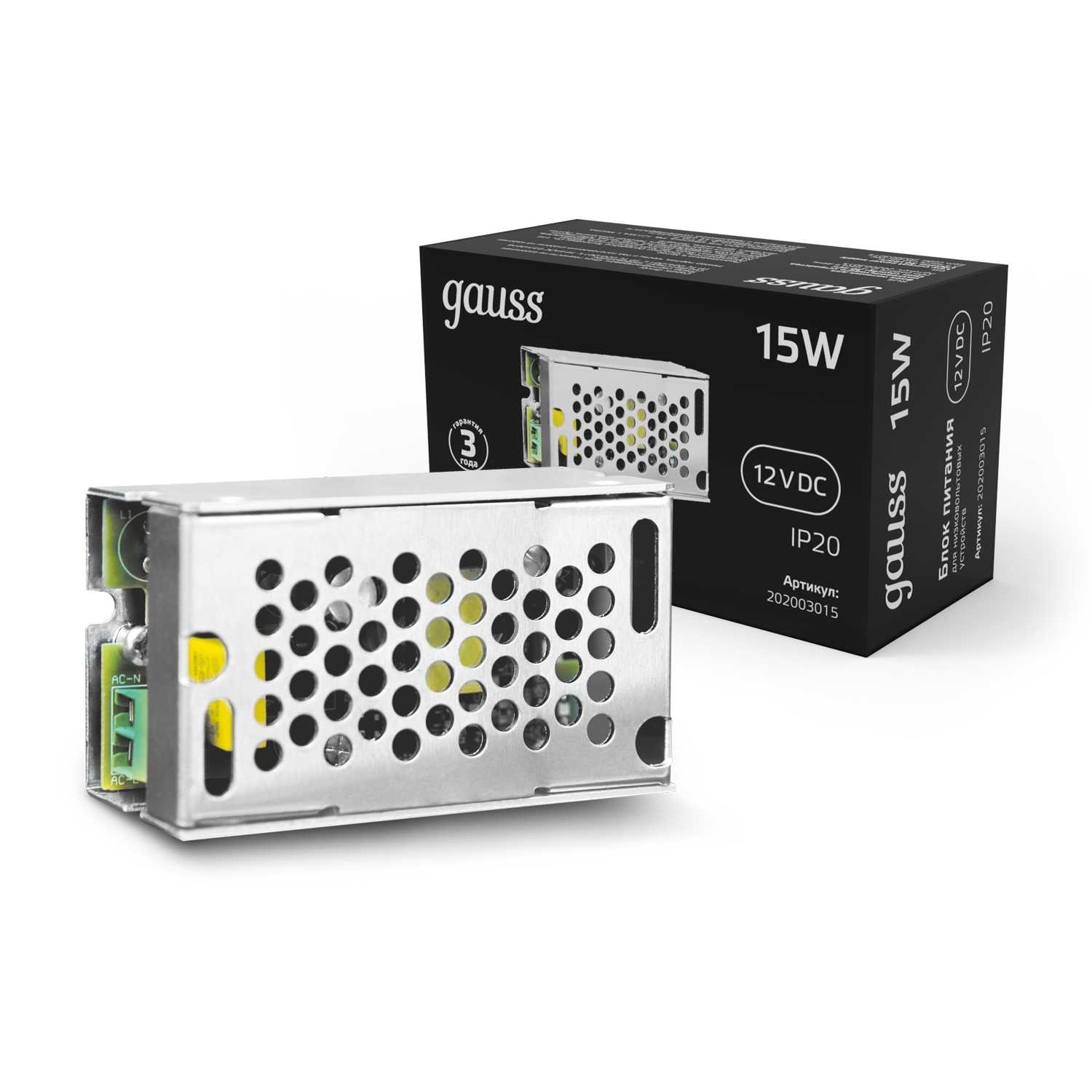 Gauss Блок питания для светодиодной ленты 15W 12V IP20 (драйвер) 202003015