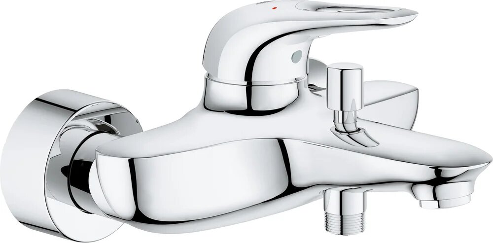 Смеситель для ванны с душем Grohe Eurostyle New 33591003 настенный, однорычажный, хром, глянцевый, латунный, без лейки, с керамическим картриджем