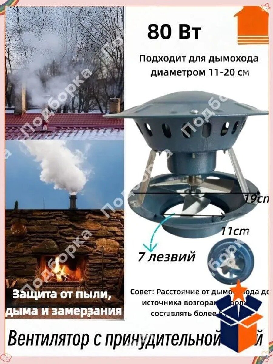 Бытовой вытяжной вентилятор с индуцированной вытяжкой из дымохода, дымососная машина