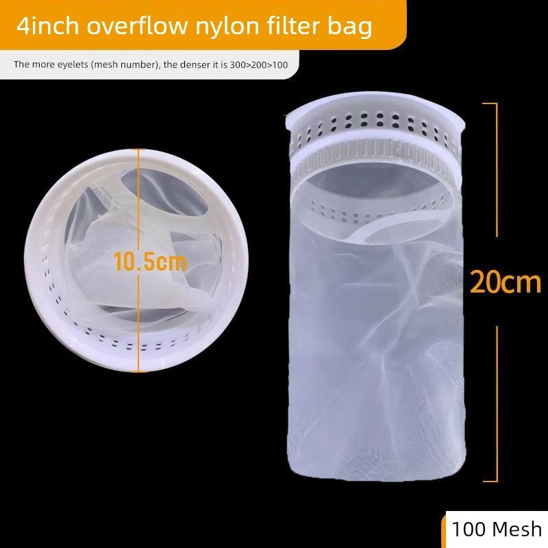 4-дюймовая фильтрующая мешковина из нейлона для перелива 100 сетка, надежное крепление для систем перелива в аквариуме