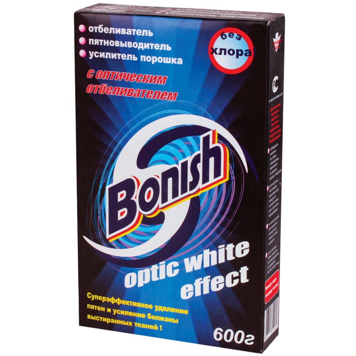 Отбеливатель-порошок Bonish Optic White Effect, 600г, 20шт.
