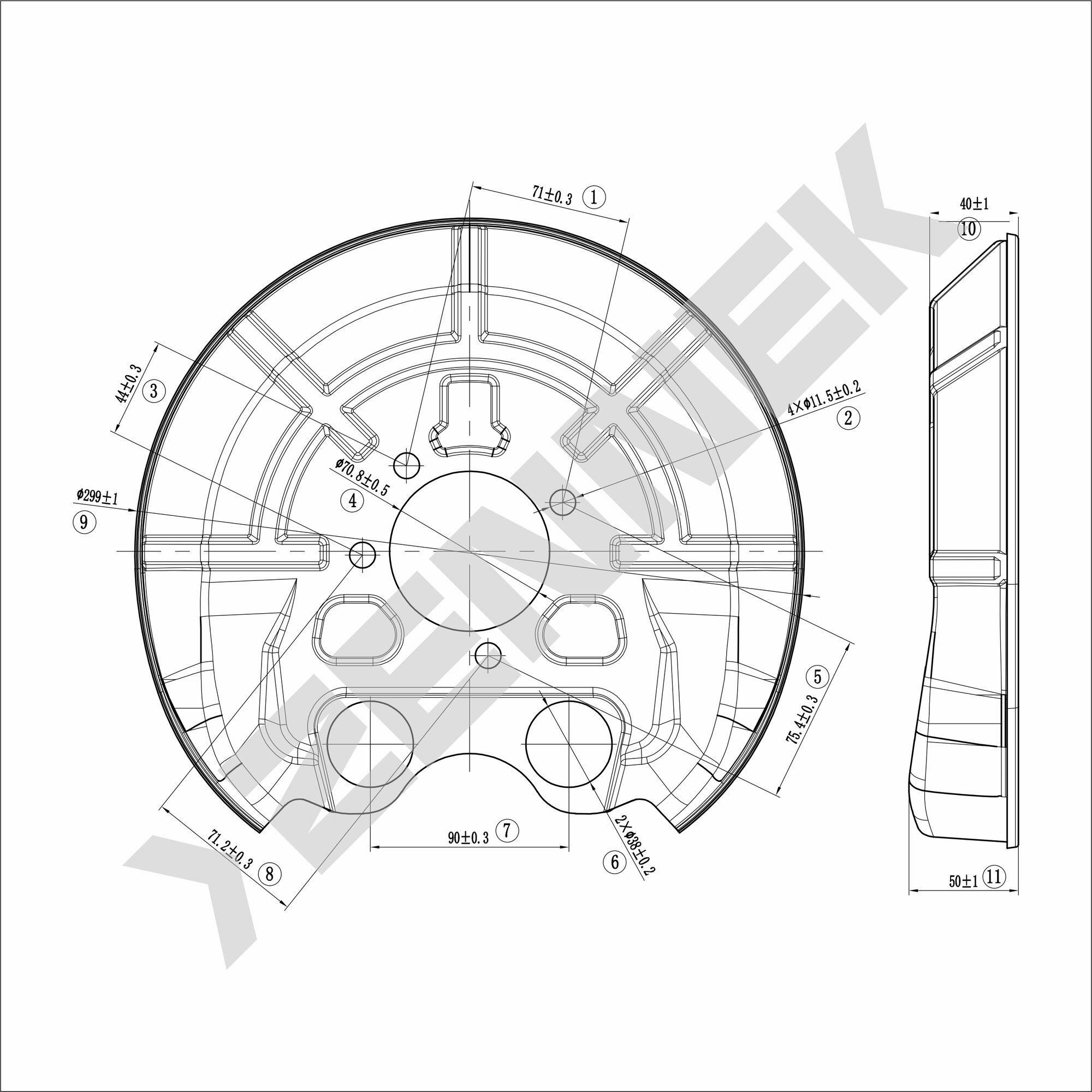 Защита тормозного диска задняя правая OPEL VECTRA C 03-09, SAAB 9-3 03-15 ZENNEK DCD0231