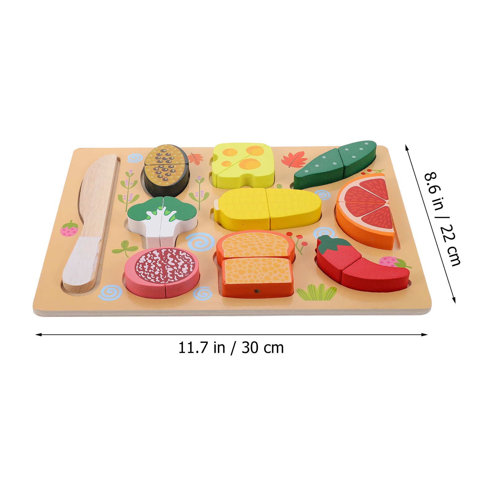 Набор Детских Игрушек Для Резки Из Дерева Игровые Продукты 30X22CM