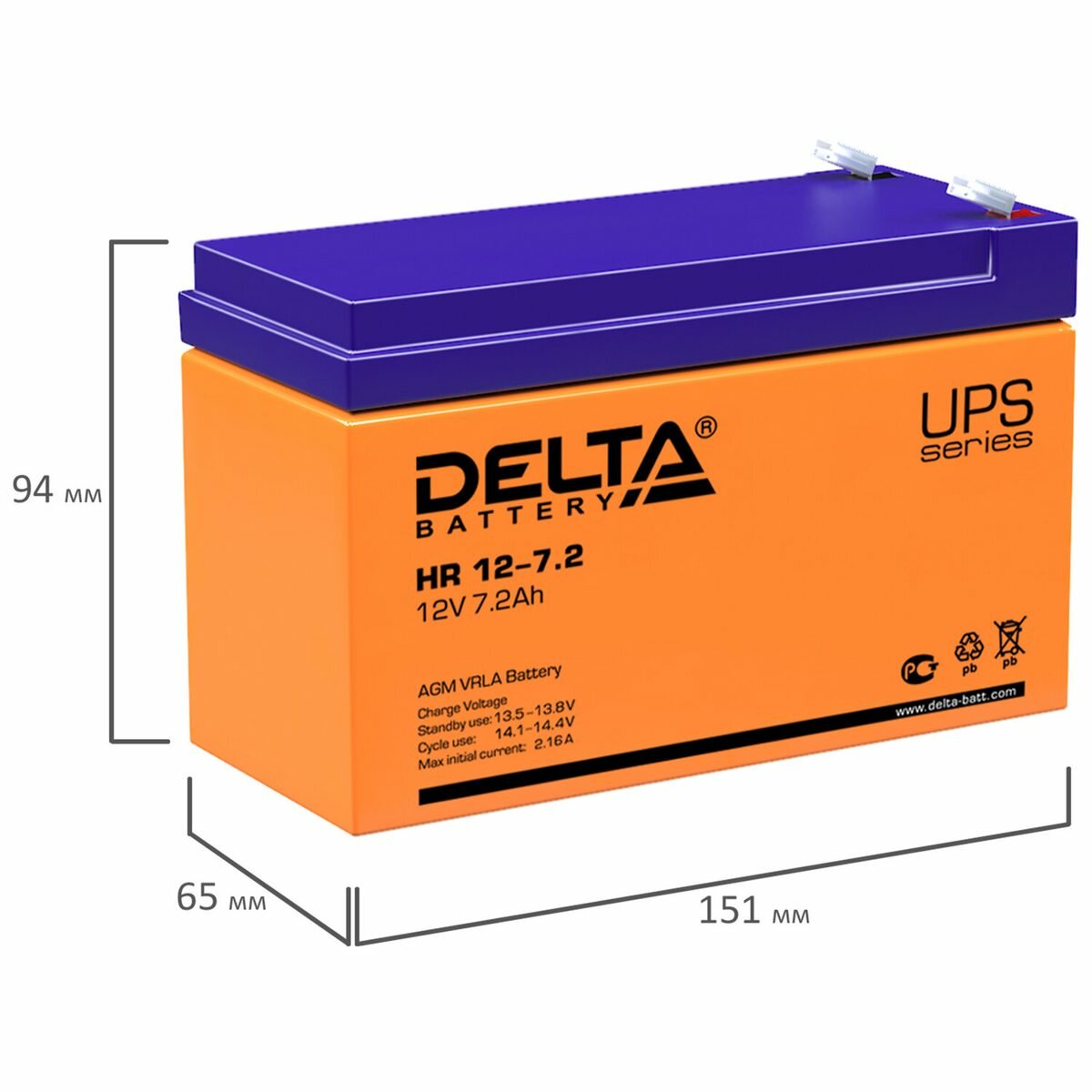 Батарея для ИБП Delta HR 12-7.2, 7.2 Ач (HR 12-7.2)