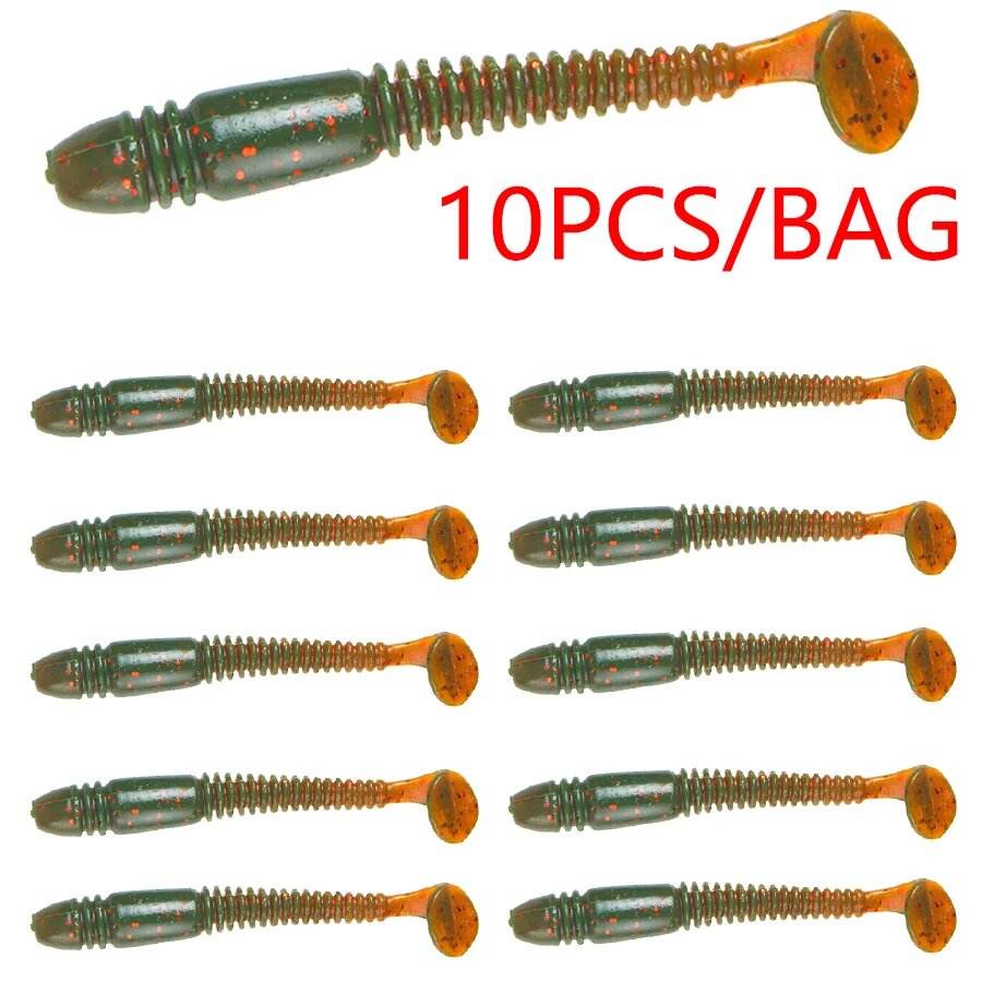 Набор приманок Tioga T-Tail Grub Worm Vibrotail 10шт C1 10PCS