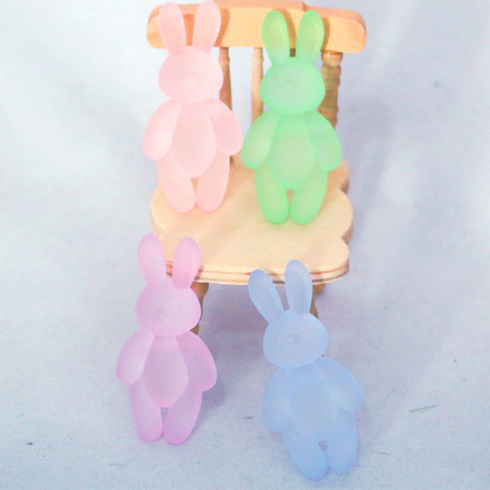 4 Статуэтки Из Резины В Форме Кролика Для Украшения Торта И Дома 4.8X2.5Cm