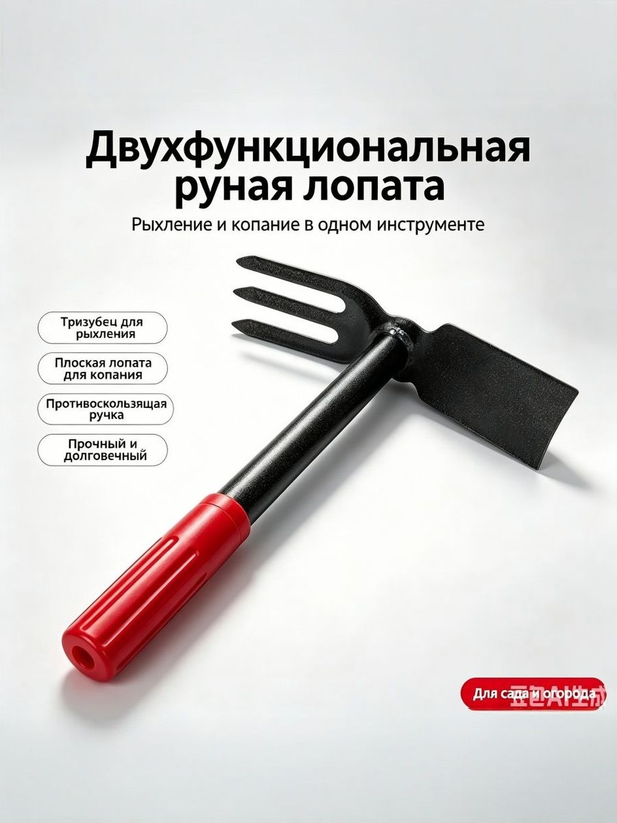 Мотыга 17 см рукоять, 13 см ширина, нержавеющая сталь