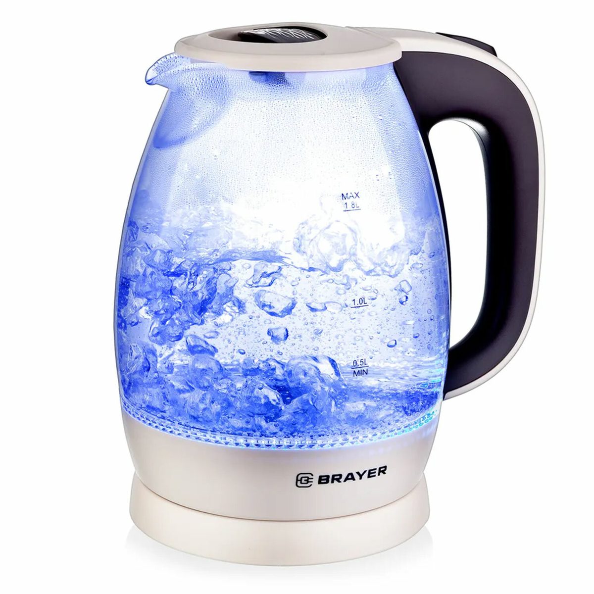 Чайник электрический Brayer BR1045BN, 2200Вт, стекло, бежевый