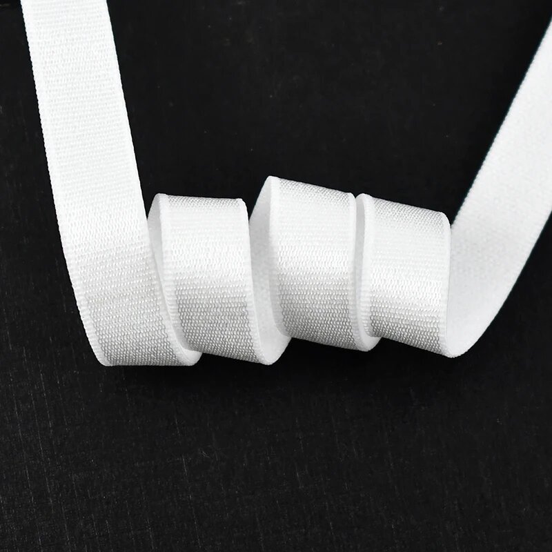 Meetee Эластичные ленты для пошива 6/8/10/15 мм Серый, 8mm, White, 10Meters