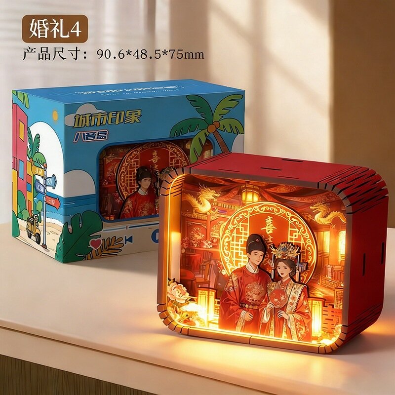 Деревянная музыкальная шкатулка с LED подсветкой, подарок на свадьбу, 88-клавишная пианино, креативный декор
