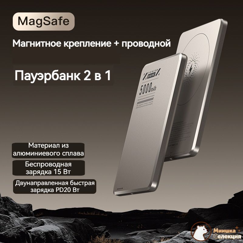 Магнитный внешний аккумулятор Xiaomi 10000 мАч, тонкий беспроводной внешний аккумулятор Powerbank, портативный внешний аккумулятор для Magsafe для iPhone 16 15 Samsung