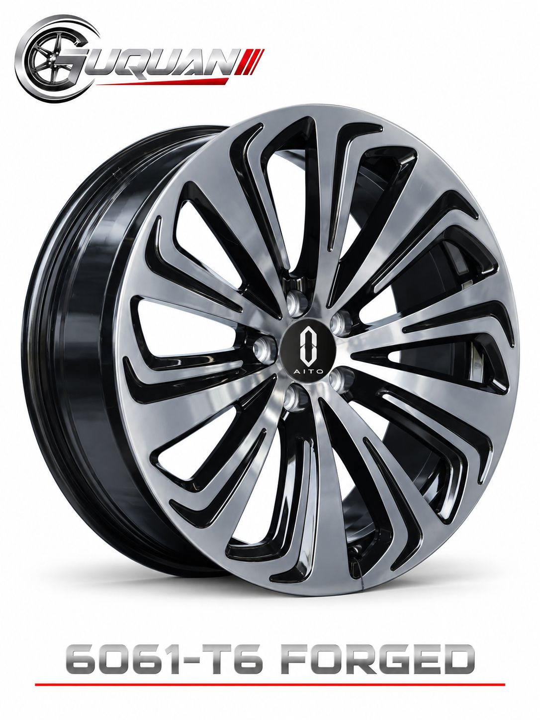 Кованый колесный диск ABW 3681E2195-3 R21 9.5J ET38 5x120, глянцевый черный с проточенной лицевой поверхностью