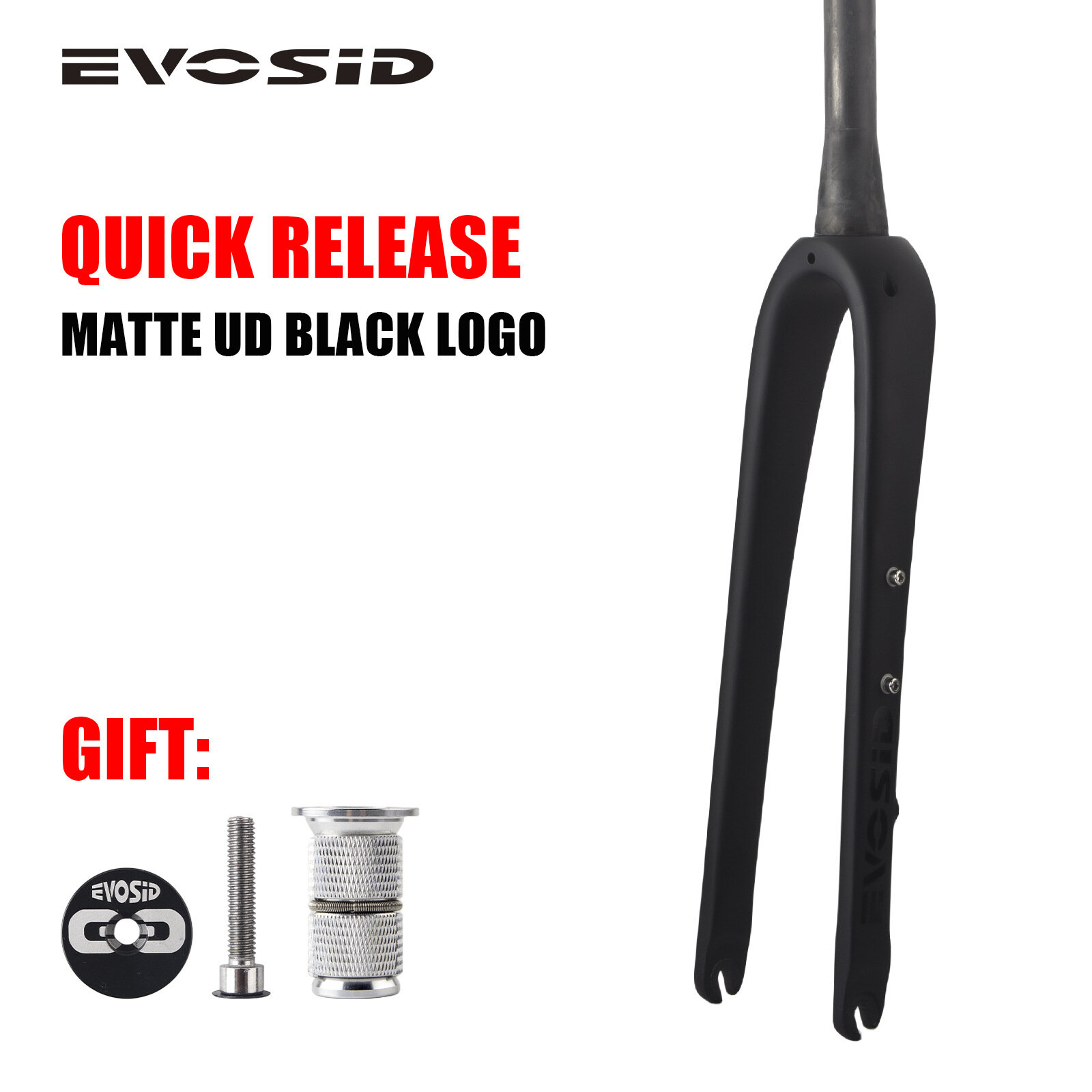 EVOSID Gravel Fork, полностью карбоновая вилка для шоссейного велосипеда, сквозная ось 700C, жесткая вилка, внутренняя прокладка тросов, дисковый тормоз, быстросъемное крепление