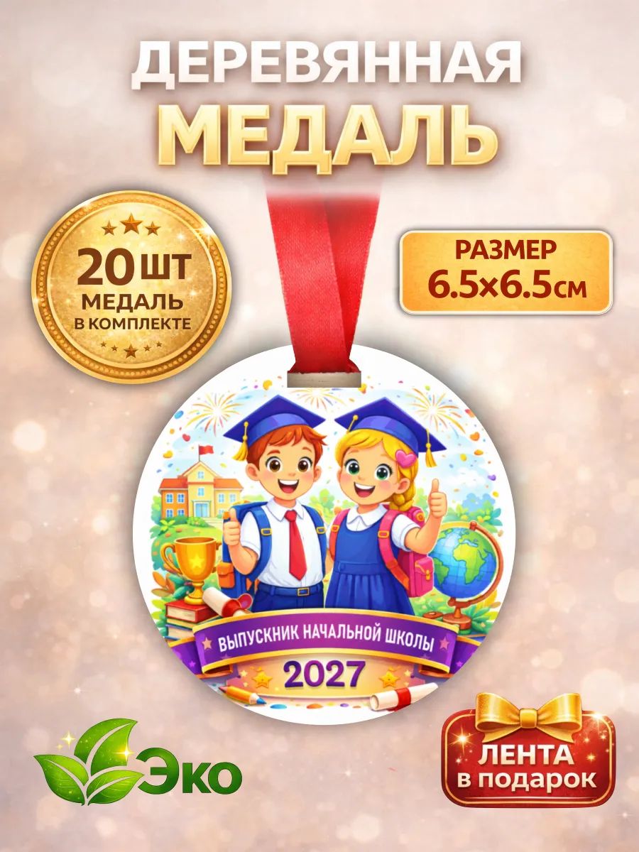 Медаль выпускник 2027 (20 штук) подарок