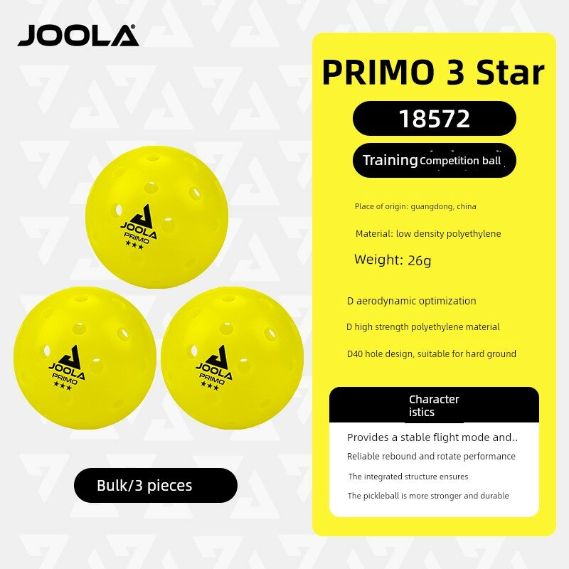 JOOLA 40-Дырочный Пиклбол для Тренировок и Соревнований, Лимонно-Желтый, 3 Шара для Внутри и Наружного Использования